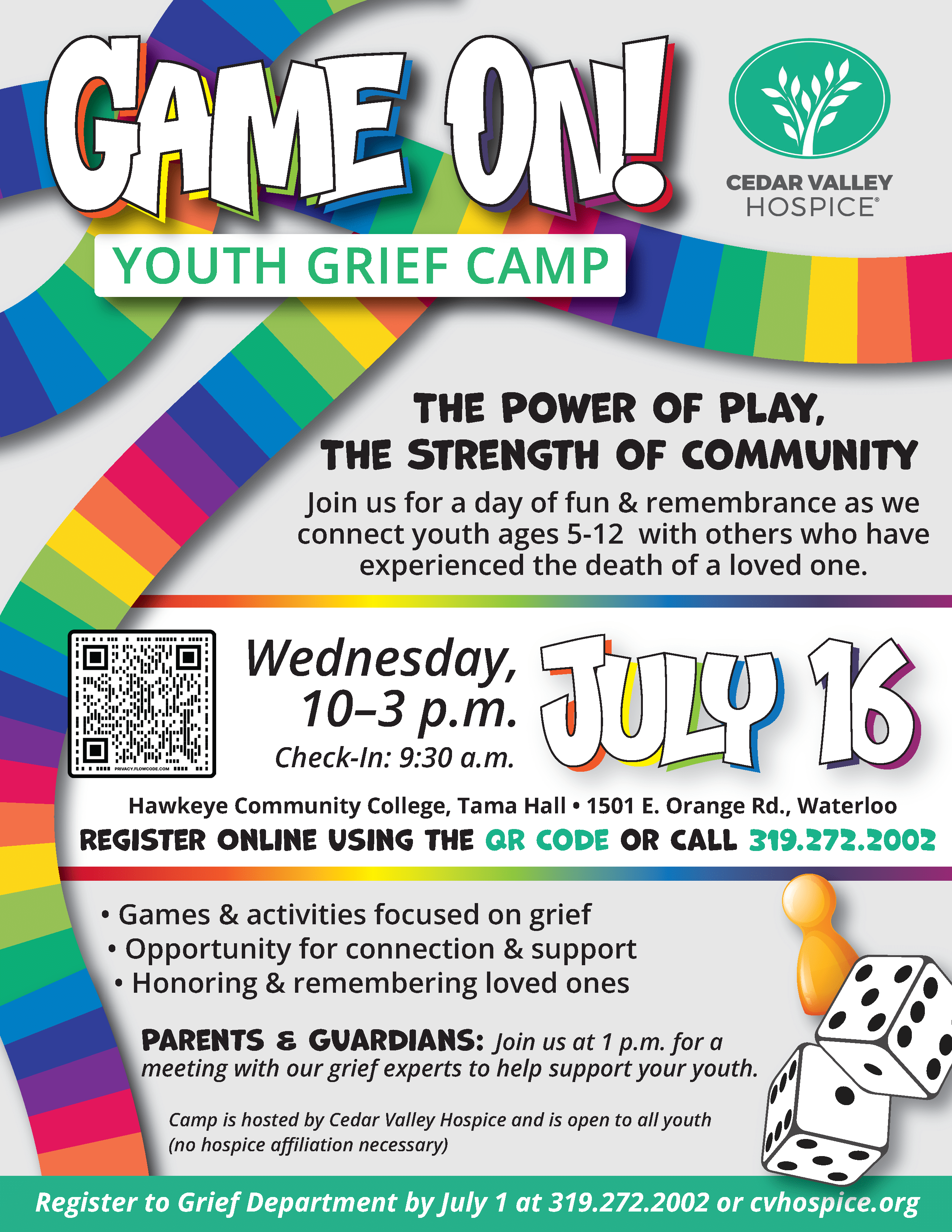 Game On! Youth Grief Camp 2025 - July 16 - Cedar Valley Hospice